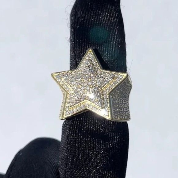 Accessories | 18kgoldvvs Moissanite Iced 5 Starring For Men Gold Plated ...